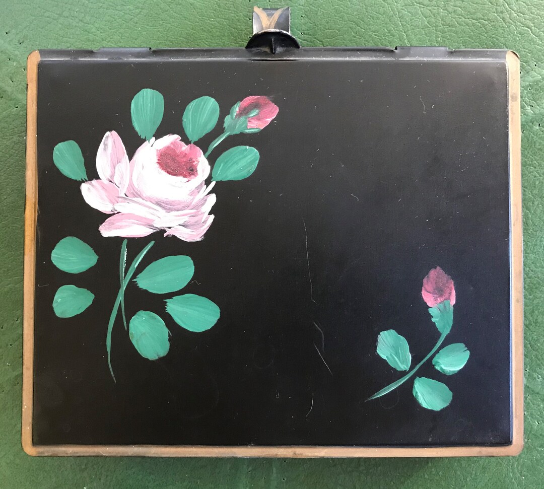 Vintage Hand Painted Metal Box - Etsy