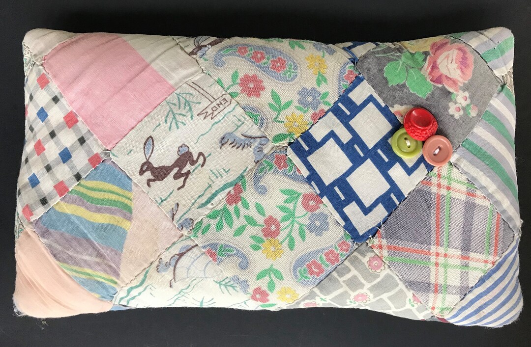 Vintage Hand Stitched Quilt Block Pillow - Etsy