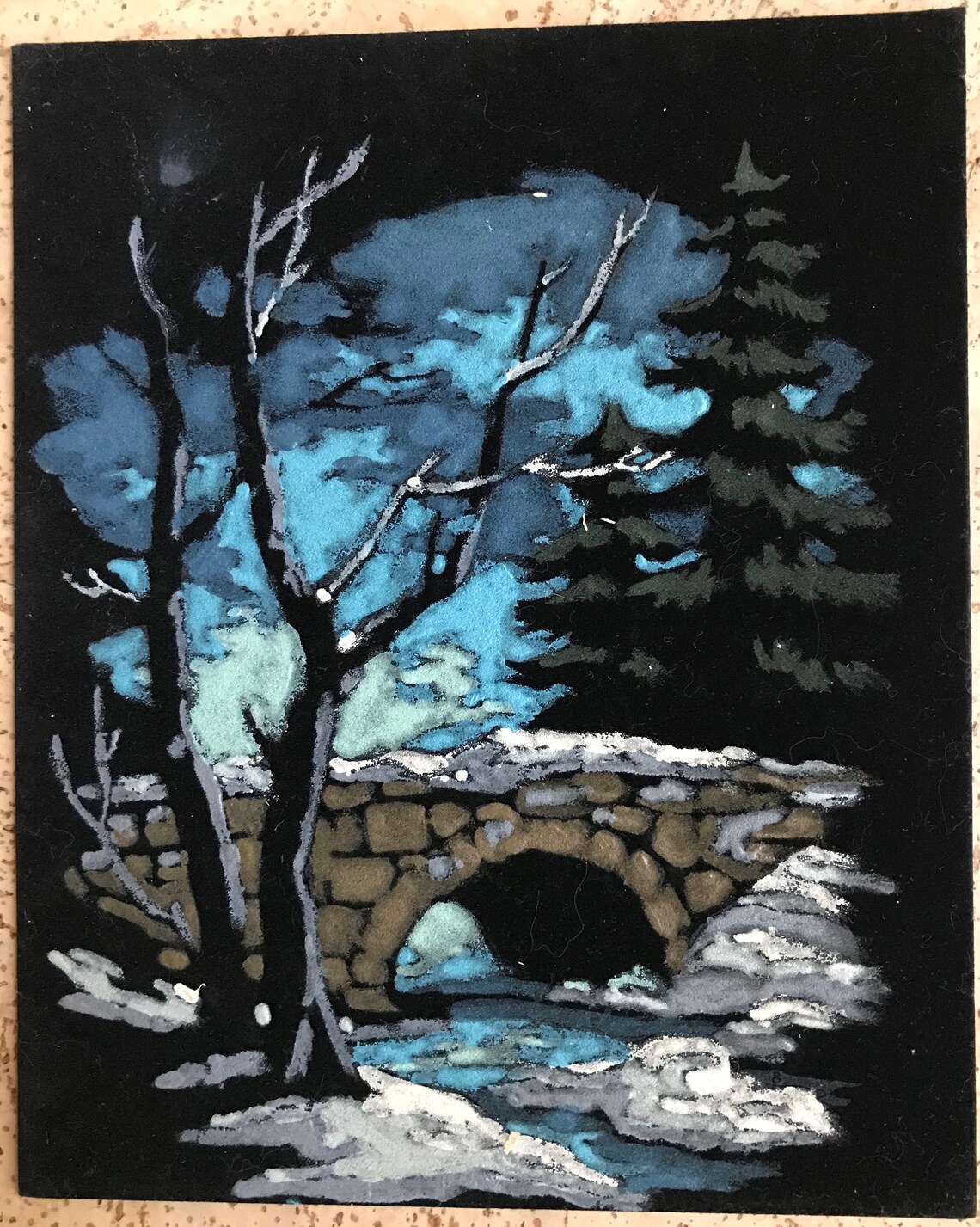 Vintage Two Paint by Number Scenes on Velour | Etsy