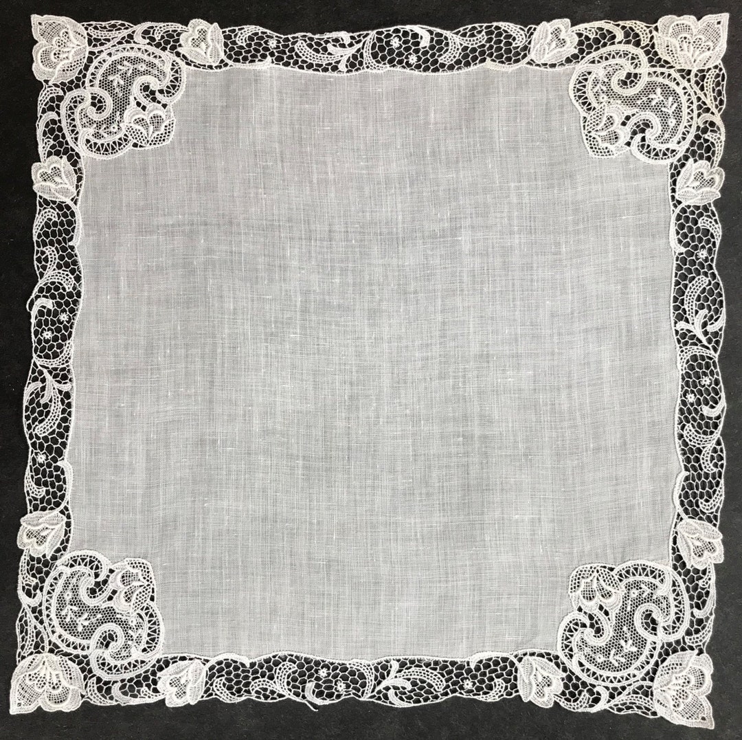 Vintage Elegant Lace Bordered Handkerchief - Etsy