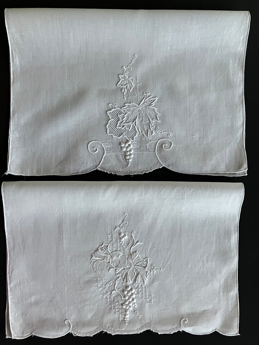 Vintage Pair Marghab White on White Hand Towels - Etsy