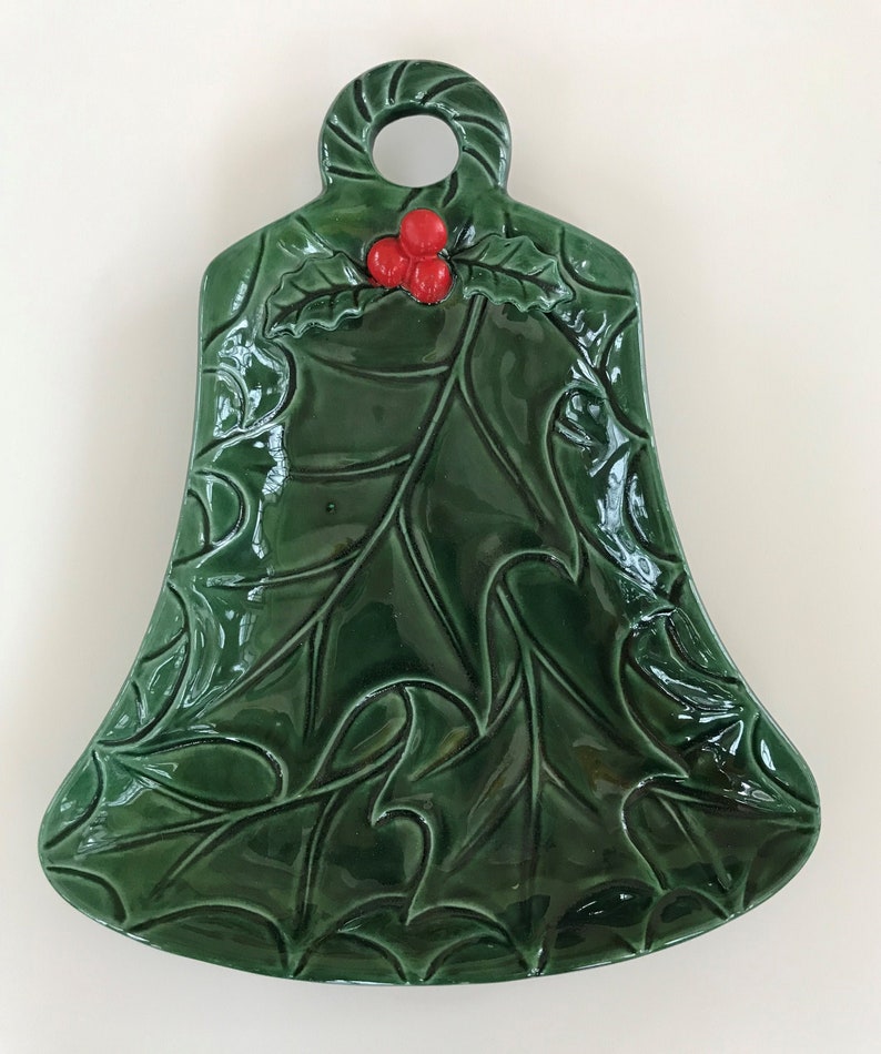 Vintage Lefton Holly Bell Plate - Etsy