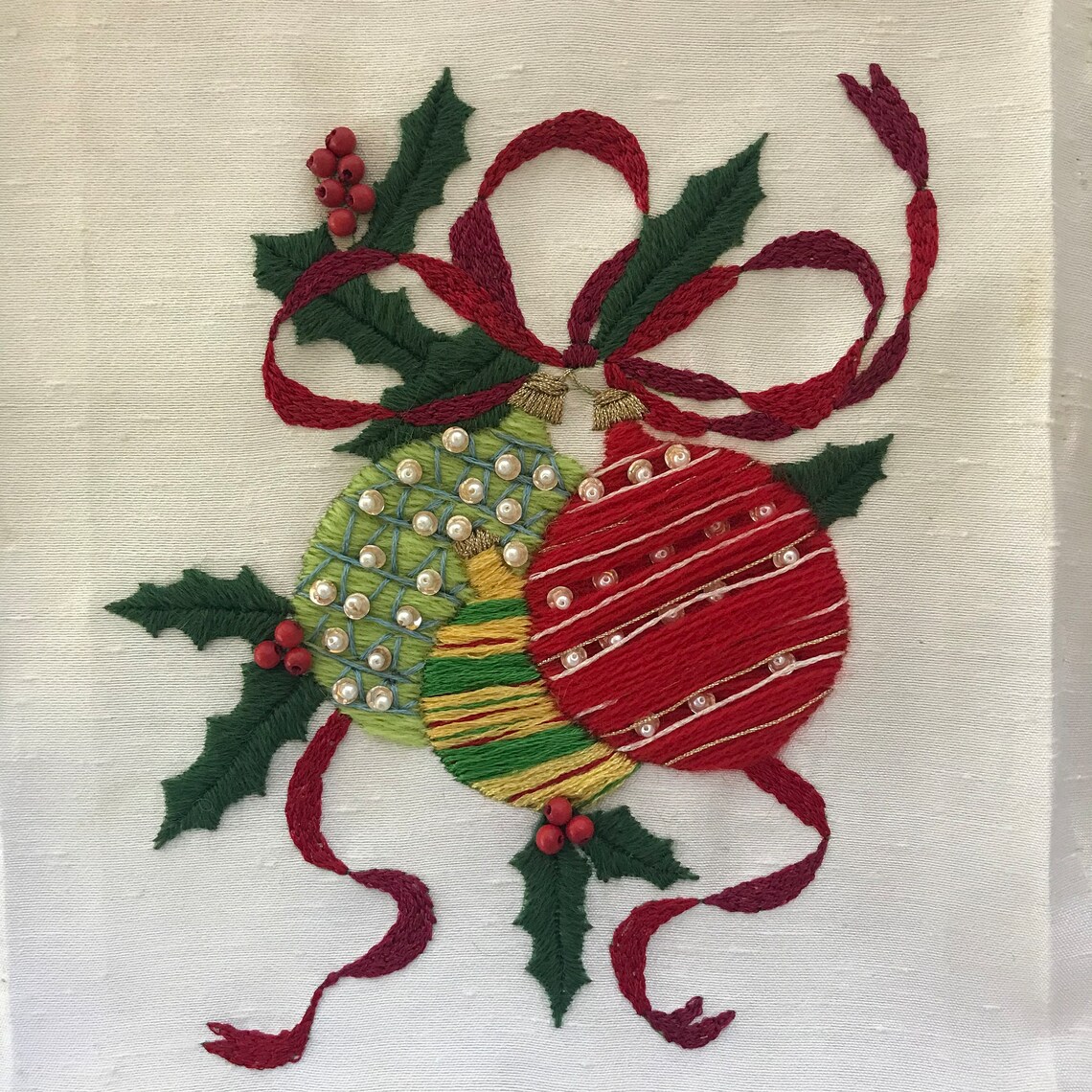 Vintage Christmas Stitched Picture - Etsy