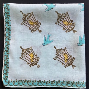Vintage Birdcage Handkerchief - Etsy