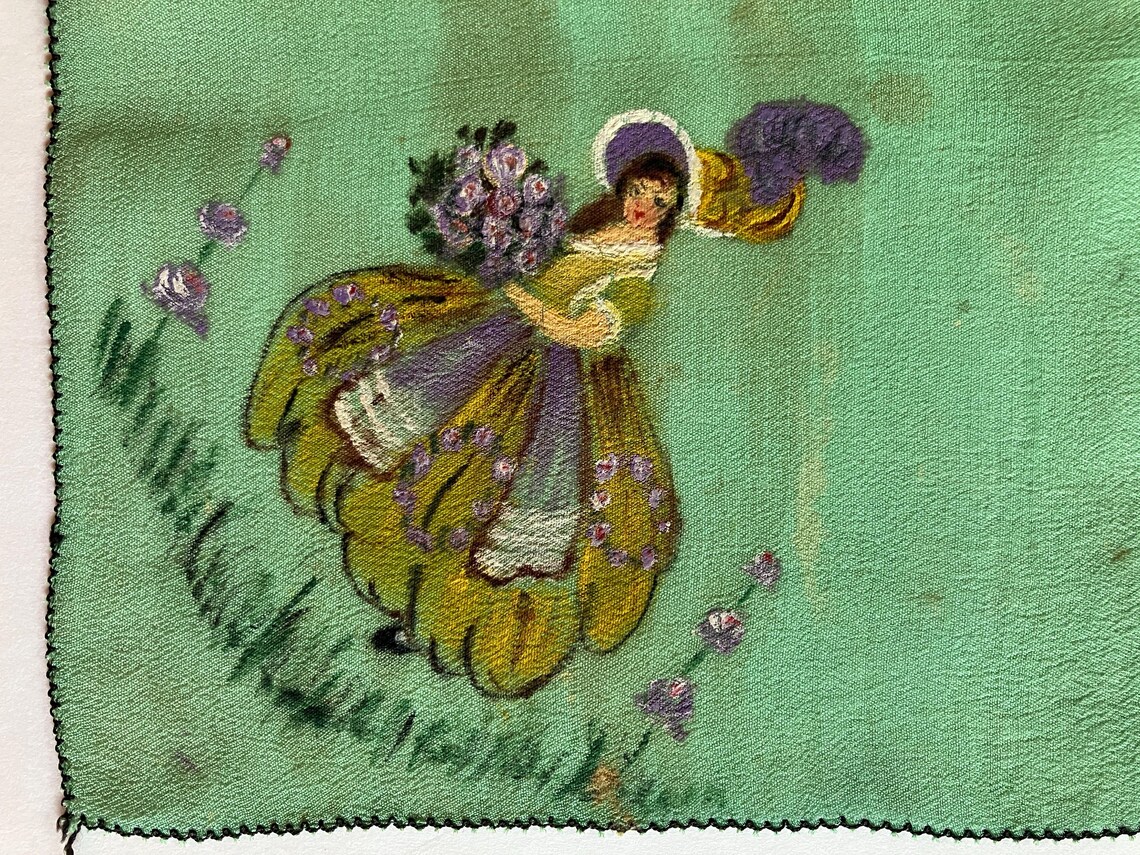 Vintage Hand Painted Handkerchief - Etsy
