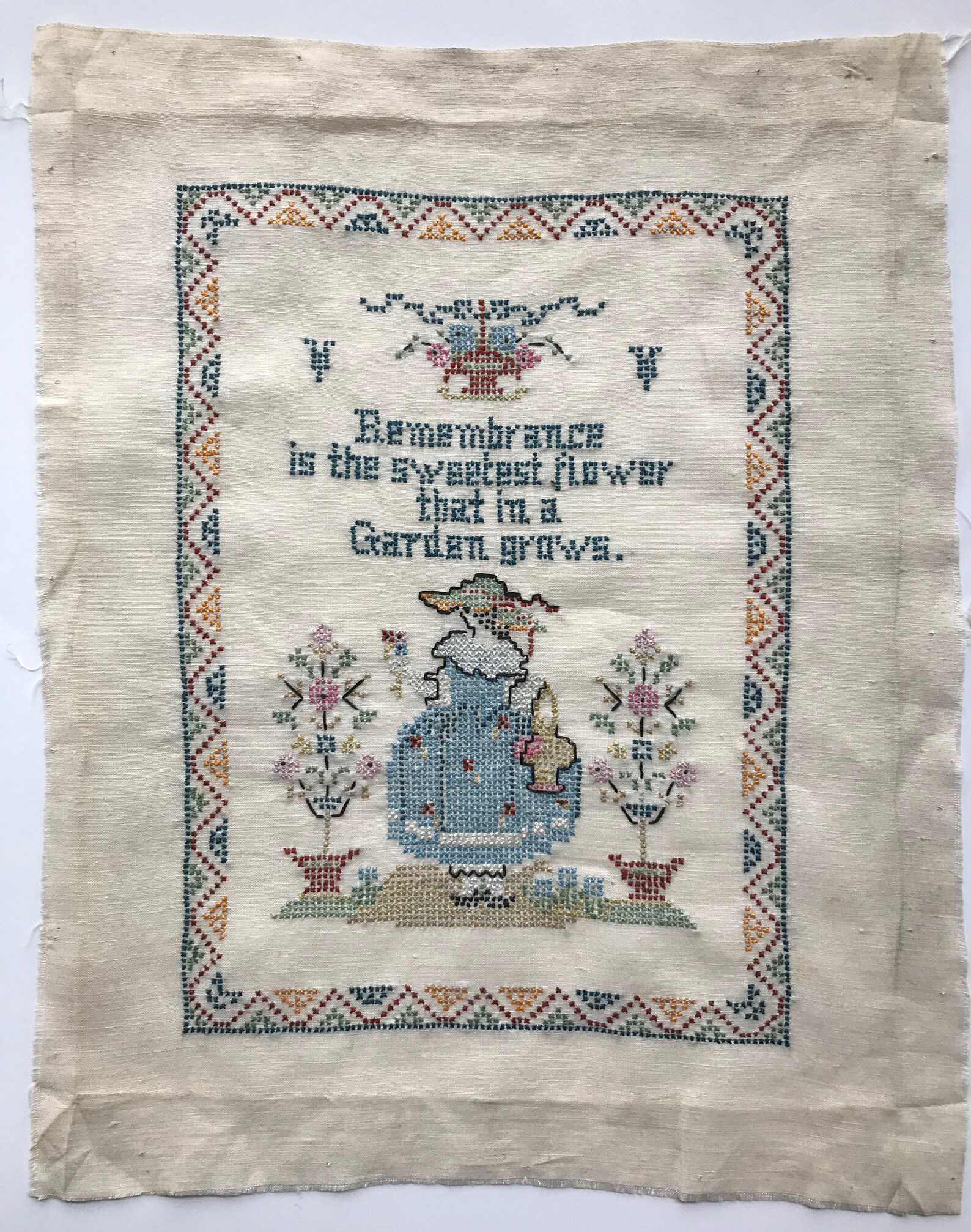 Vintage Embroidered Sampler - Etsy