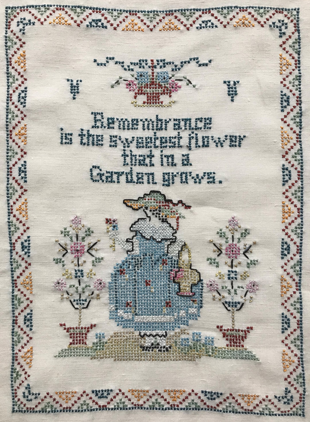 Vintage Embroidered Sampler - Etsy