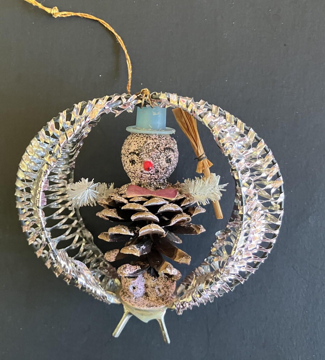 Vintage Pine Cone Snowman Christmas Ornament - Etsy