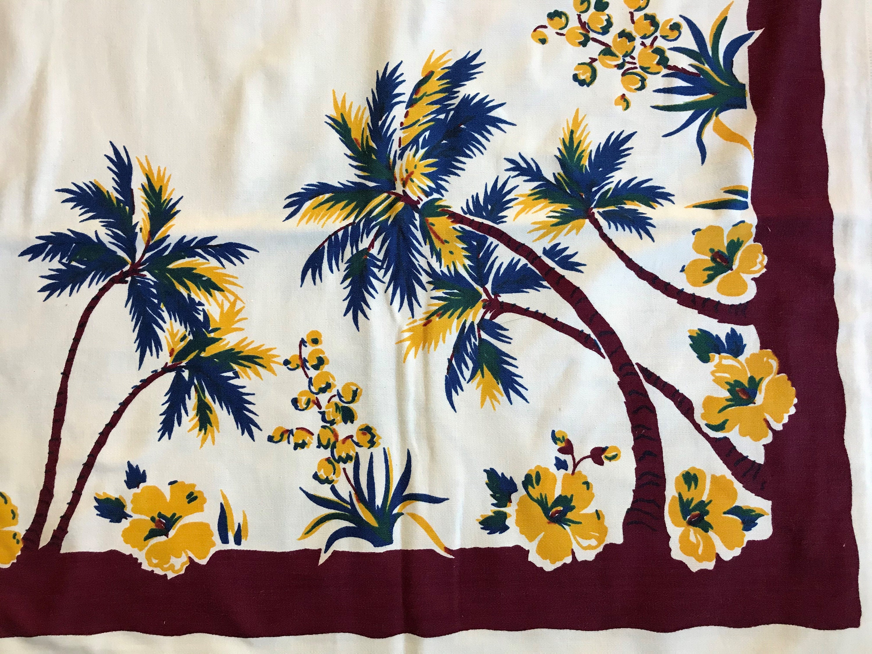 Vintage Tropical Palm Tree Tablecloth - Etsy