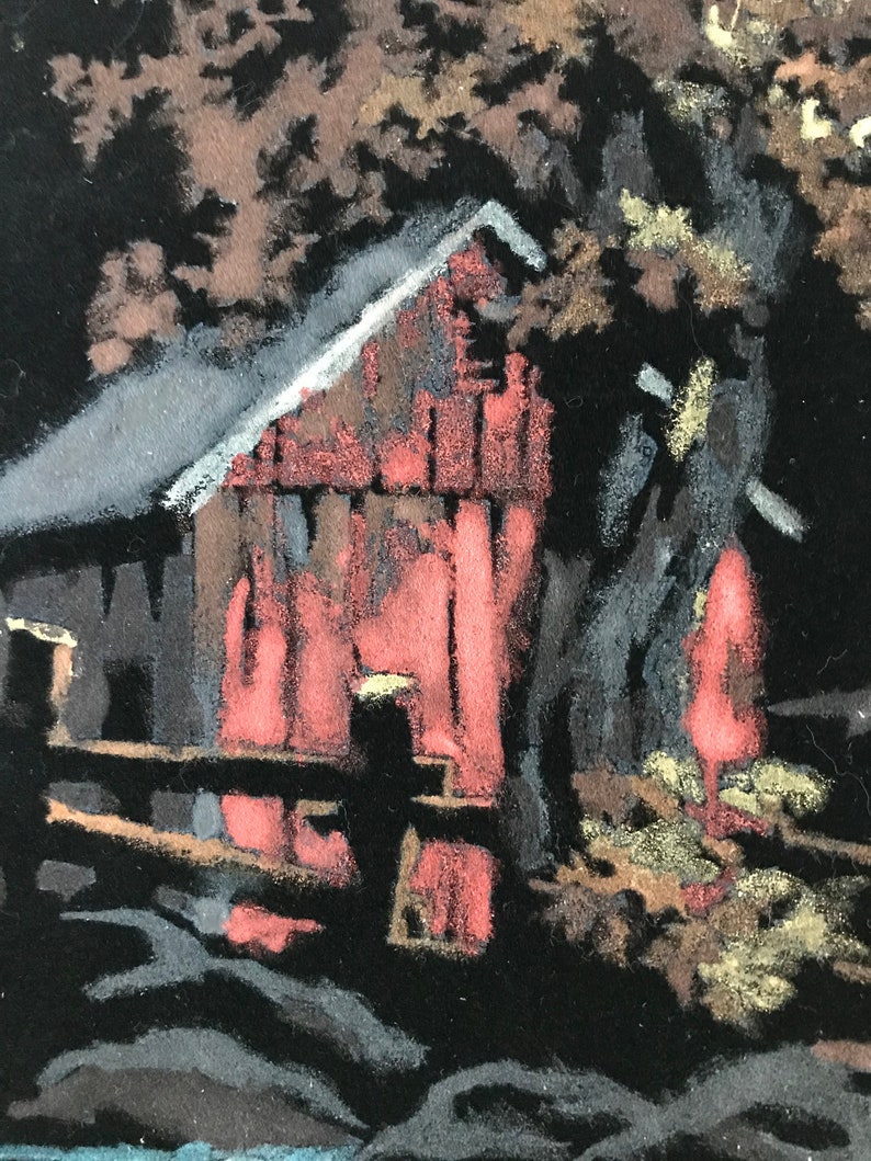 Vintage Two Paint by Number Scenes on Velour - Etsy