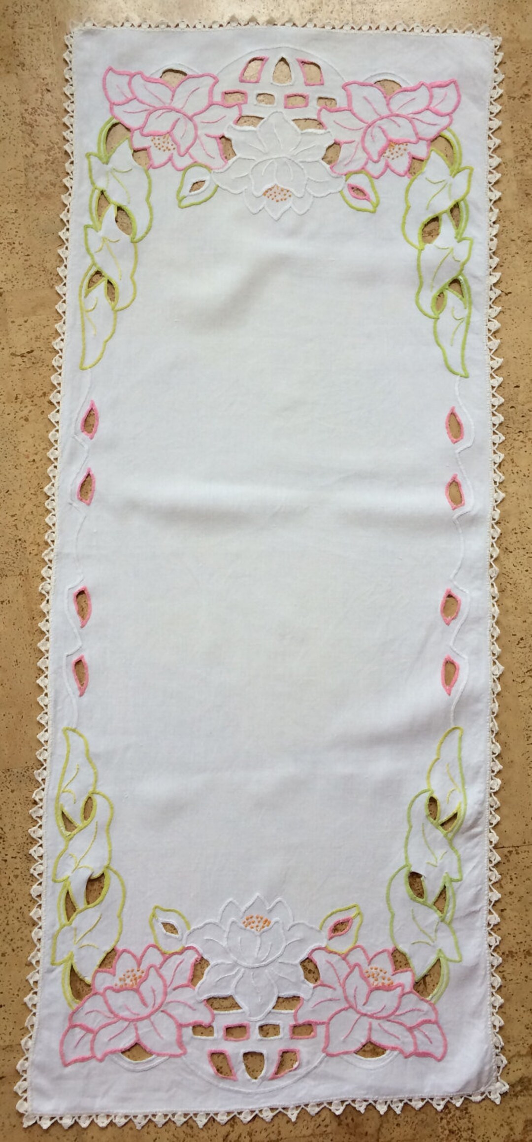 Vintage Runner With Cut Work, Embroidery, and Crochet - Etsy