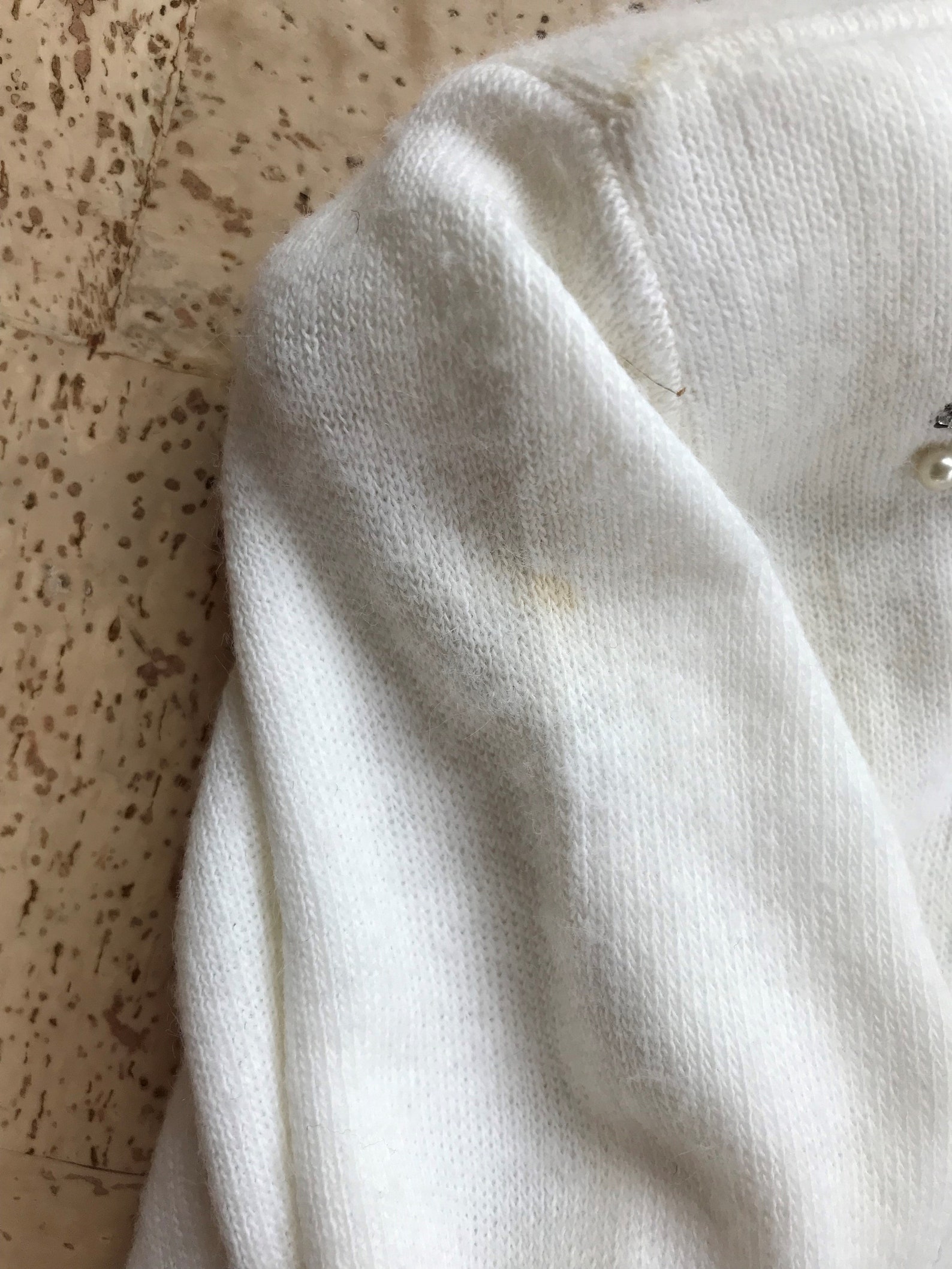 Vintage White Storyk Orlon Cardigan Lined Sweater With Pearls | Etsy