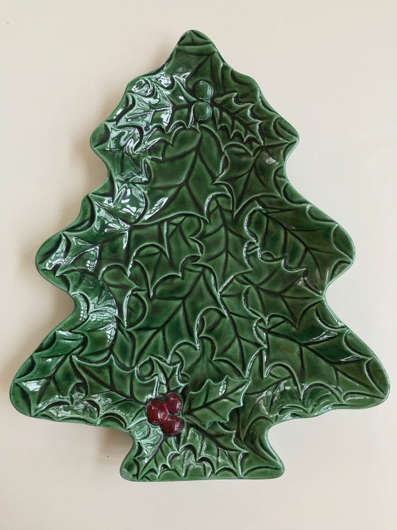 Vintage Lefton Holly Tree Tray | Etsy