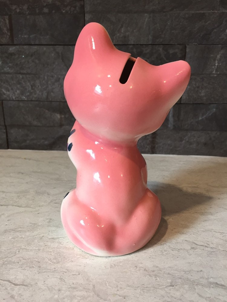 Vintage Cat Bank Pink and White Ceramic Cat Piggy Bank - Etsy