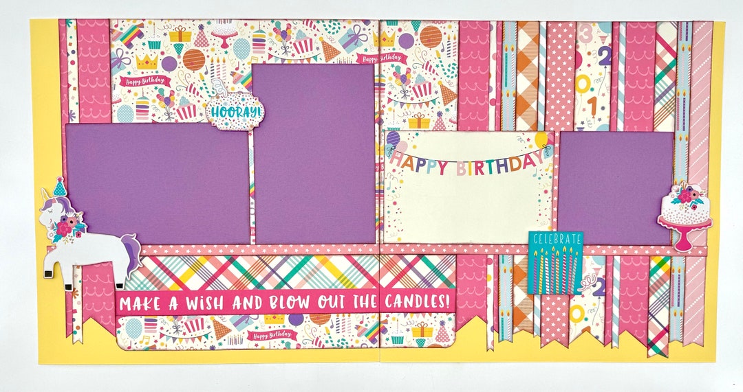 Girls Happy Birthday Scrapbook Layout Kit: Celebrate Your Birthday ...
