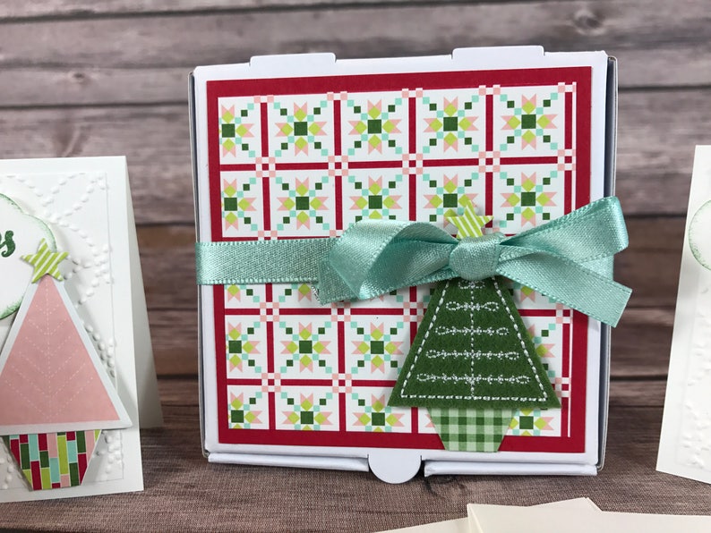 Christmas Cards and Gift Box Mini Pizza Box w/ 3 Christmas | Etsy