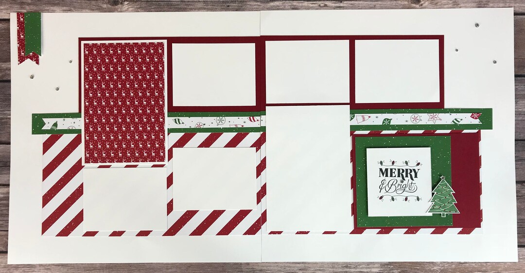 Christmas Layout- Merry and Bright Pre-cut 2-page 12x12 Scrapbook ...