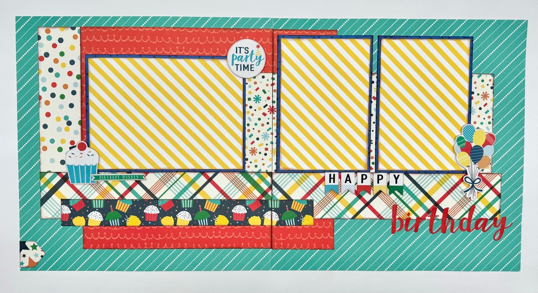 Happy Birthday - It’s Party Time Kit - Boys PRECUT 2-page 12x12 ...