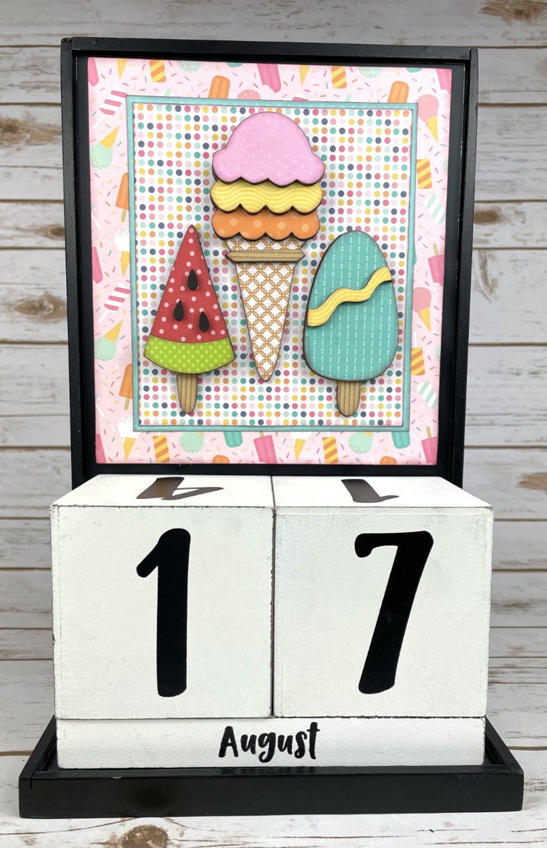 August Ice Cream Treats Block Calendar Kit – DIY Interchangeable Inset ...