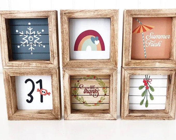 Seasonal Mini Signs Set of 6 Wood Home Decor - Etsy