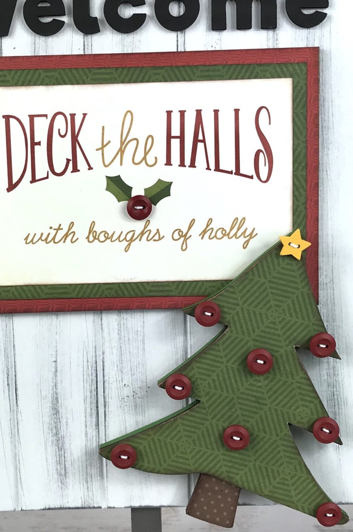 December Deck the Halls Christmas Tree Welcome Sign | Etsy
