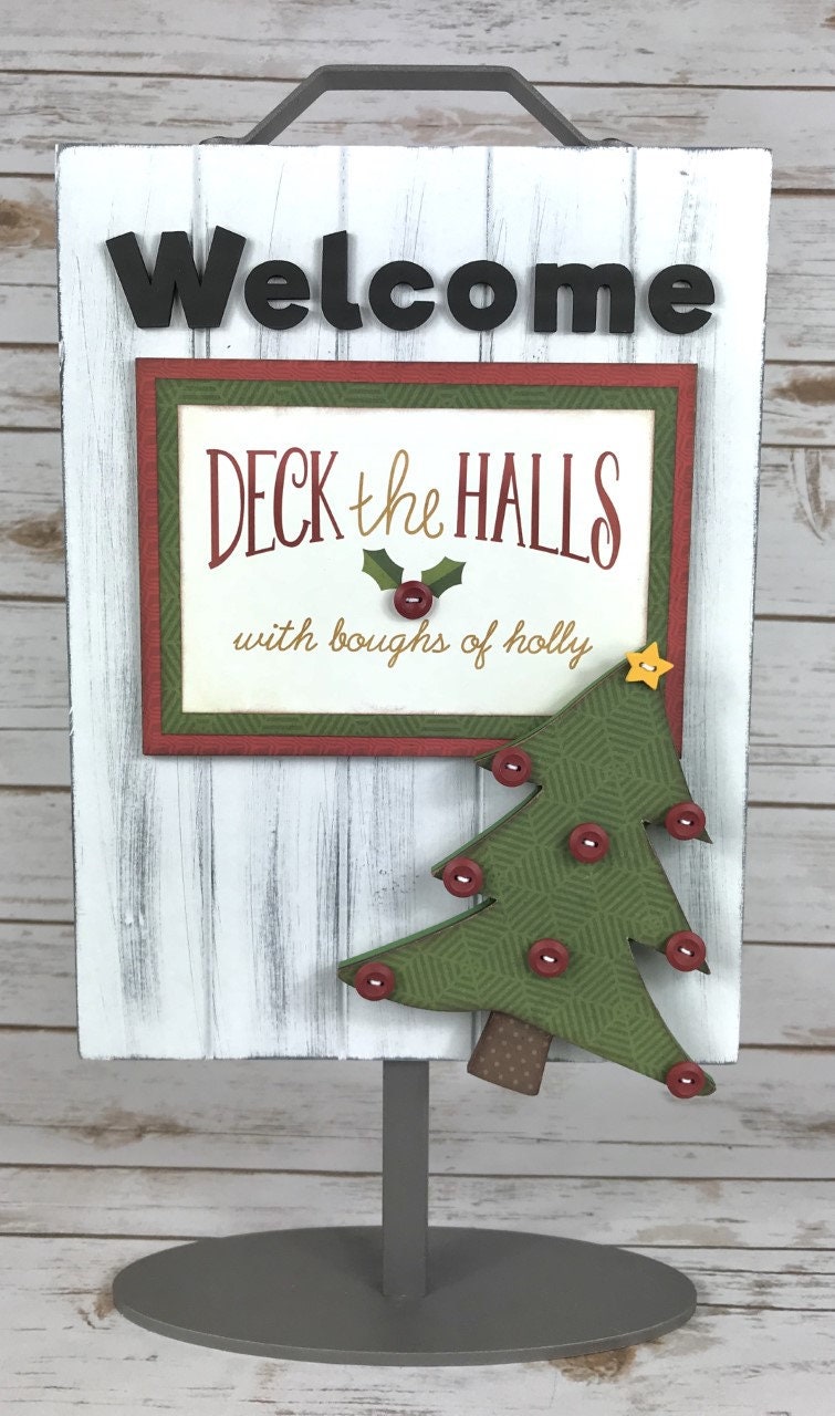 December Deck the Halls Christmas Tree Welcome Sign | Etsy