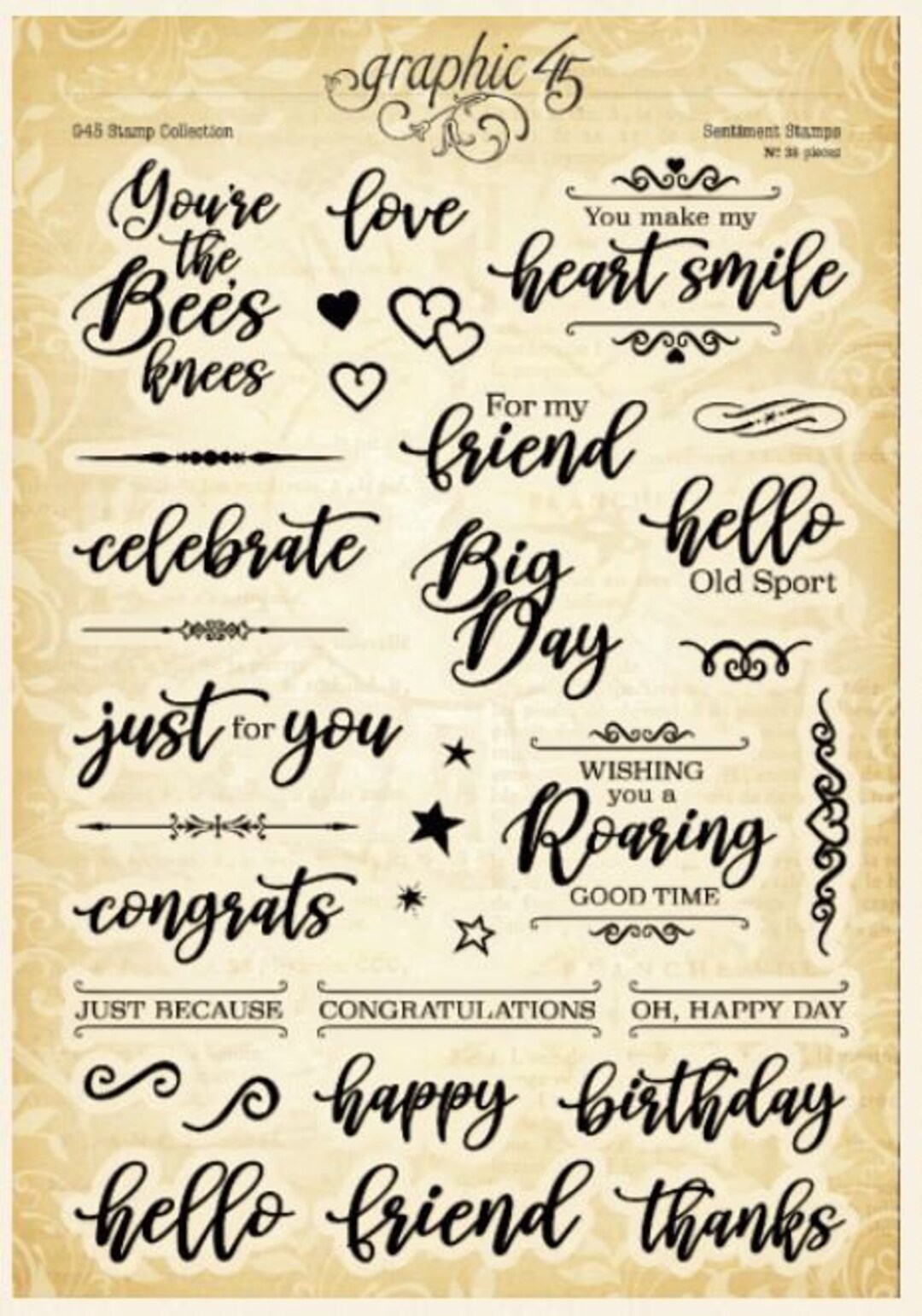 Graphic 45 - Sentiment Stamps - Etsy