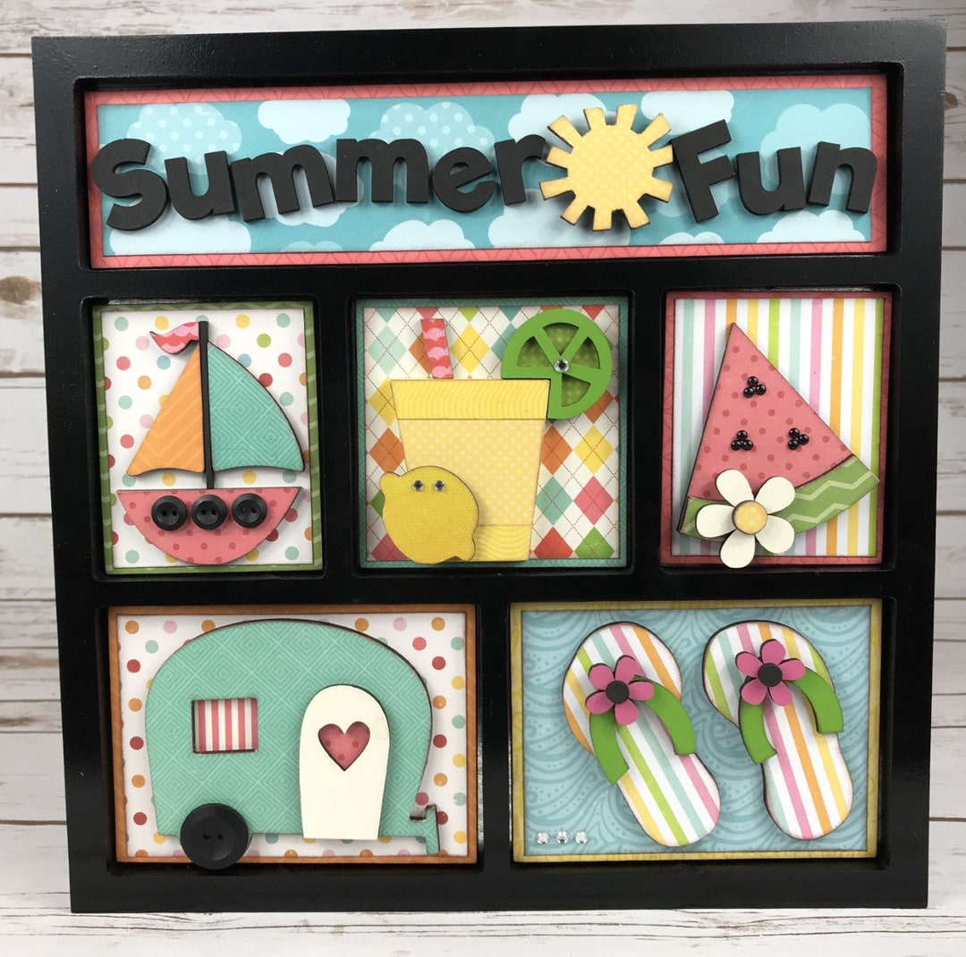 Summer Fun - August Kit - Magnetic Shadow Box Wood Kit- Home Decor - Etsy