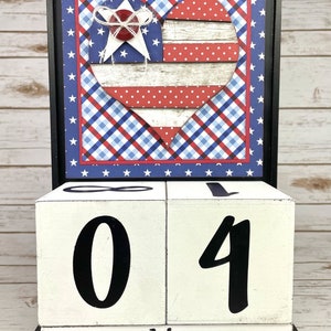 July - Heart Flag - for Block Calendar / Countdown Calendar - DIY ...