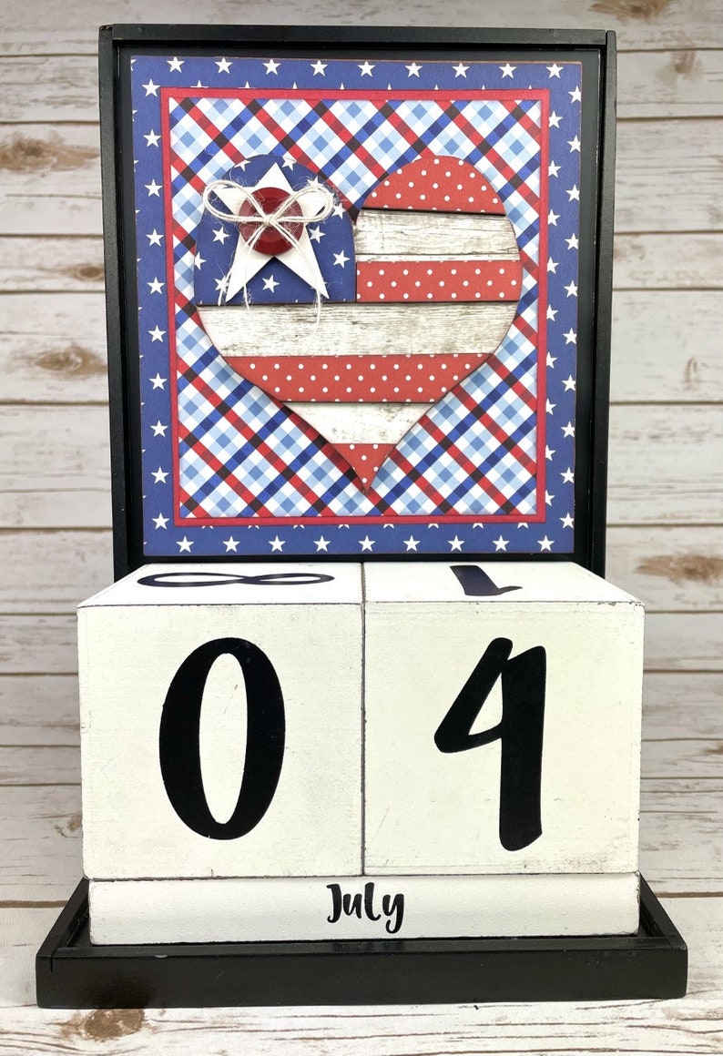July Heart Flag for Block Calendar / Countdown Calendar | Etsy