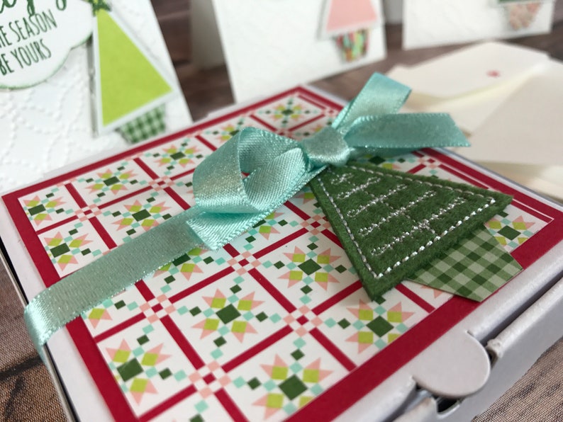 Christmas Cards and Gift Box Mini Pizza Box w/ 3 Christmas | Etsy