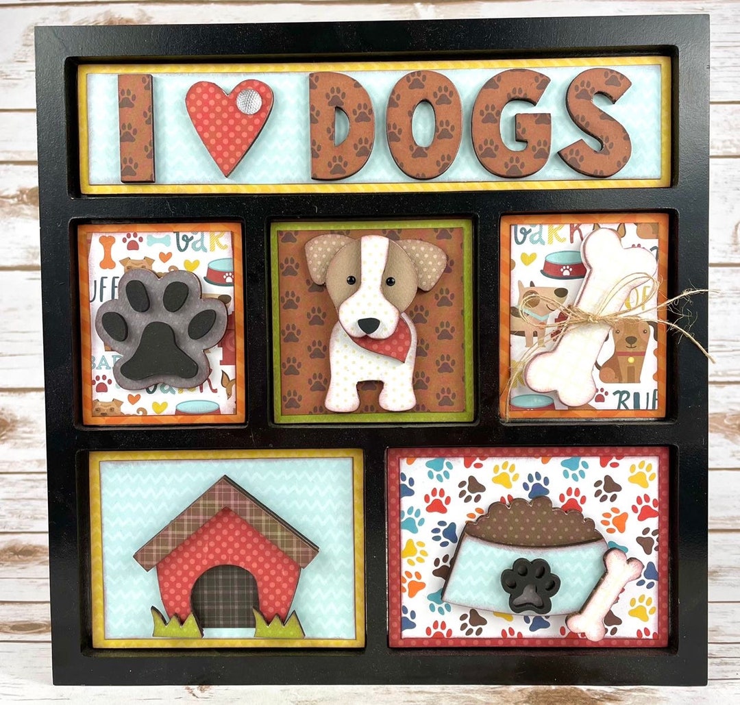 I Love Dogs - DIY Magnetic Shadow Box Insert Wood Kit- Home Decor - Etsy