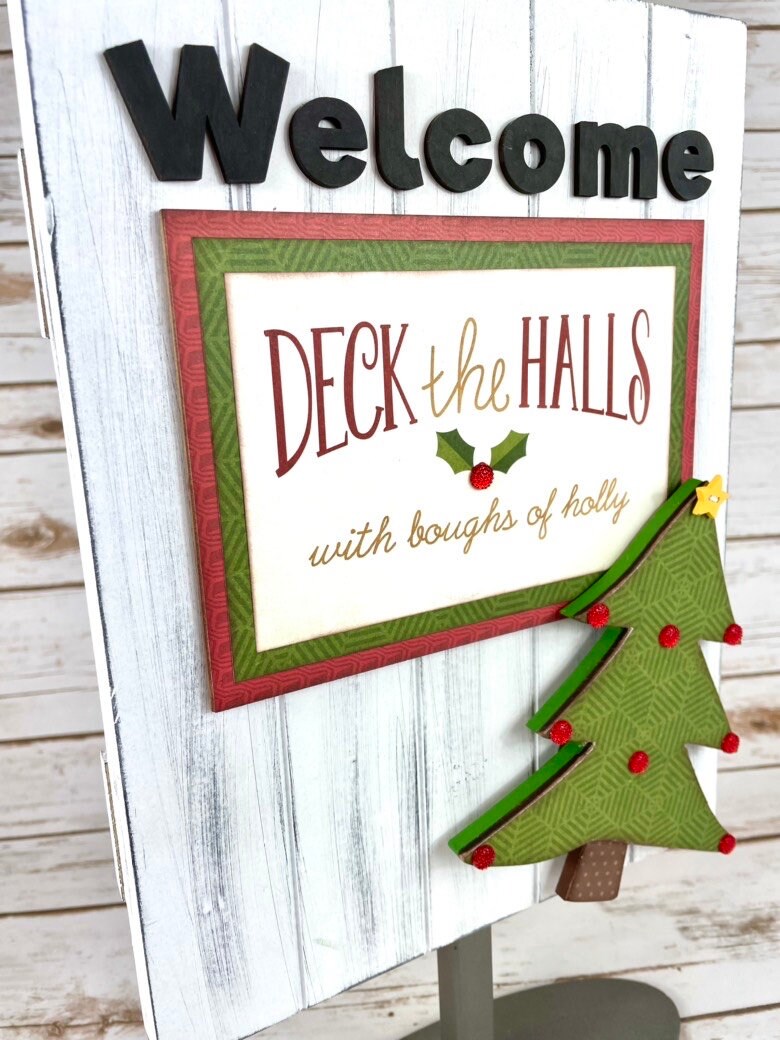 December Deck the Halls Christmas Tree Welcome Sign - Etsy