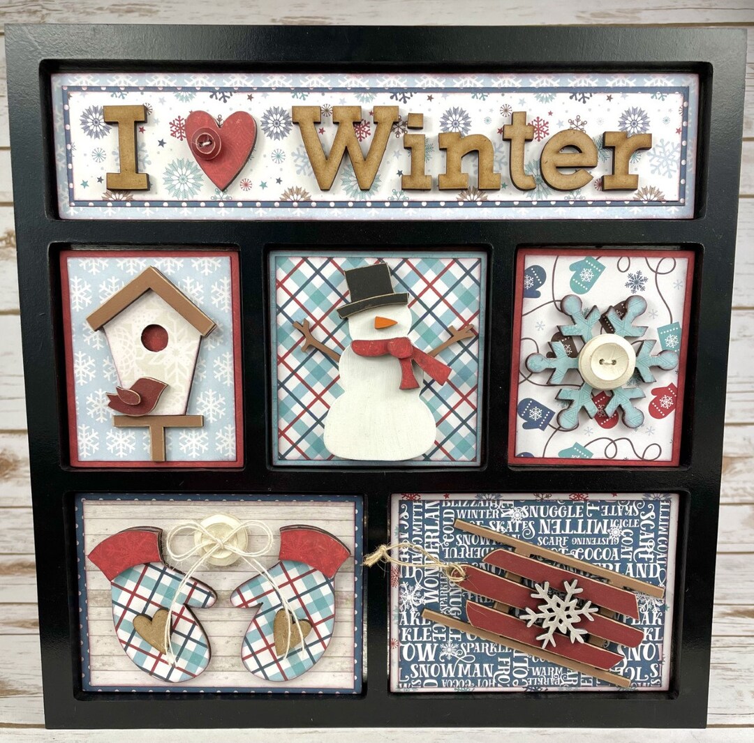 January Kit I Love Winter DIY Magnetic Shadow Box Monthly Wood Kit Home ...