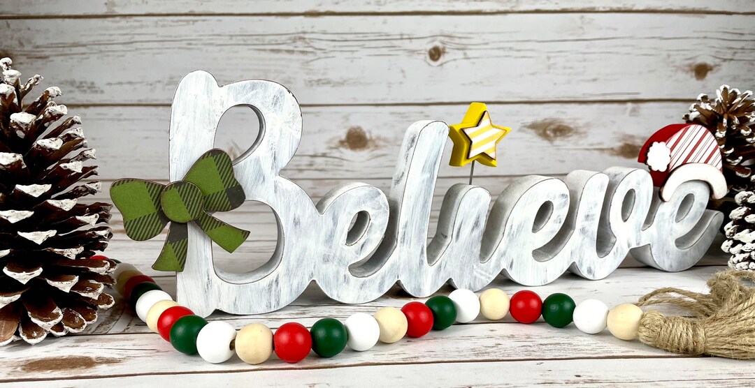 Believe - Large Christmas Word Decor - DIY Wood Home Decor - Etsy