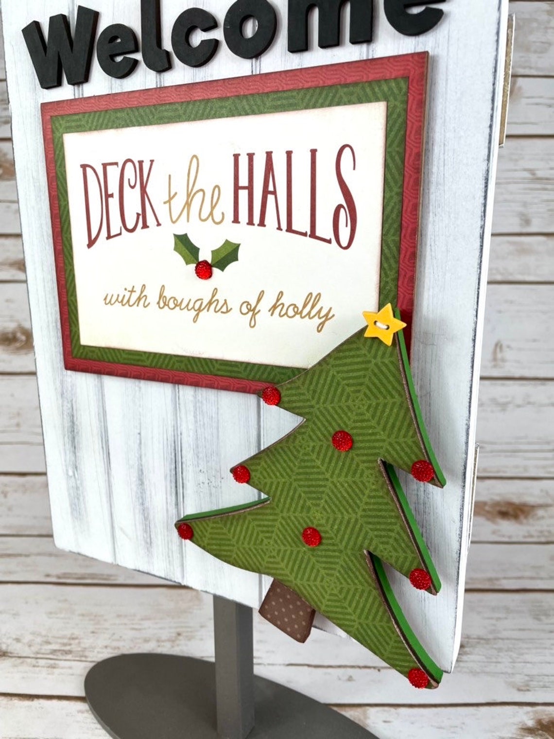 December Deck the Halls Christmas Tree Welcome Sign - Etsy