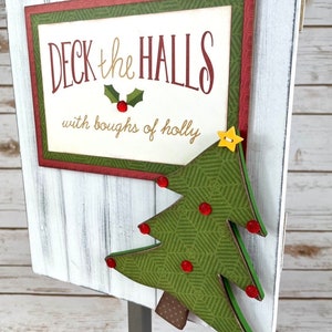December - Deck the Halls - Christmas Tree - Welcome Sign Decor - Wood ...