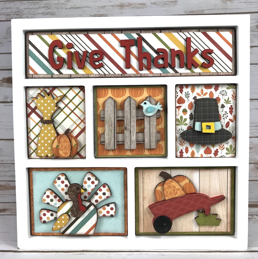 Give Thanks - November Kit - Magnetic Shadow Box Wood Kit- Home Decor ...