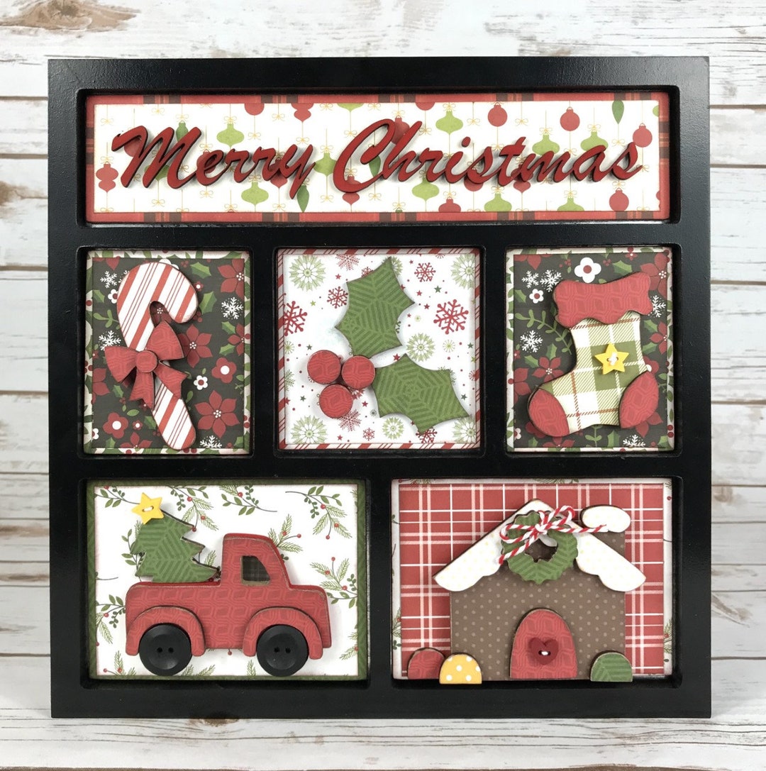 December Kit Merry Christmas Magnetic Shadow Box Wood Kit Home Decor - Etsy