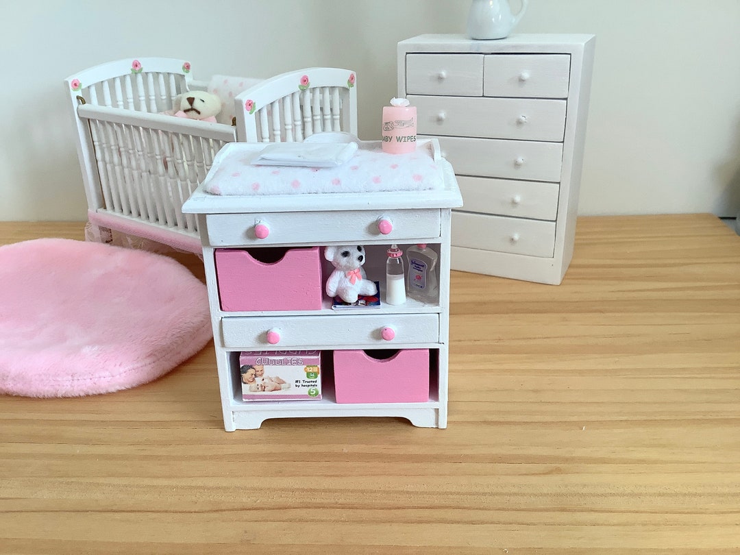 Pretty in Pink Nursery Changing Table With All Accessories for 1:12 ...
