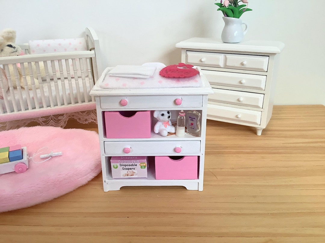 Pretty in Pink Nursery Changing Table With All Accessories for 1:12 ...