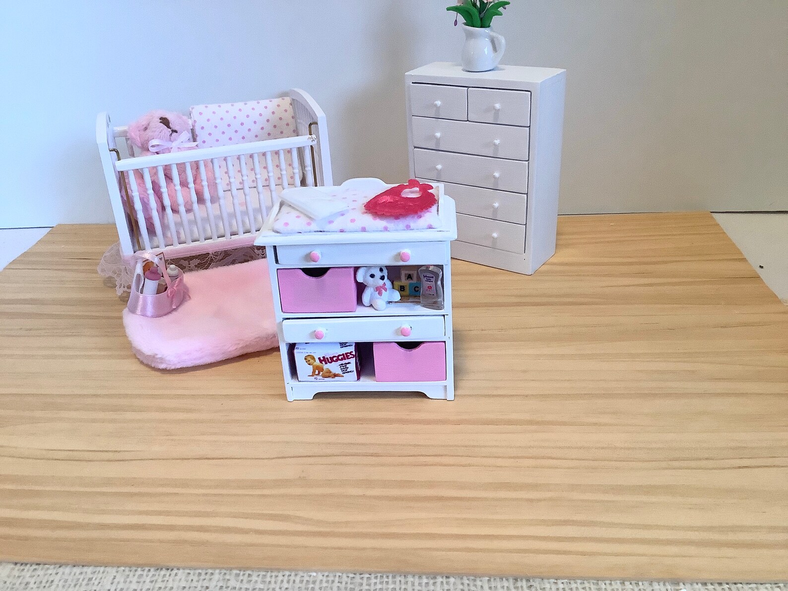 Pretty in Pink Nursery Changing Table With All Accessories for - Etsy