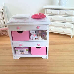 Pretty in Pink Nursery Changing Table With All Accessories for 1:12 ...