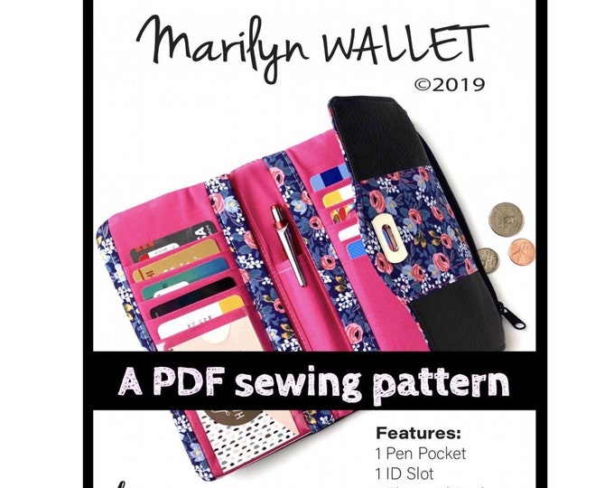 Marilyn Wallet PDF Sewing Pattern, Linds Handmade Designs DIY Wallet ...