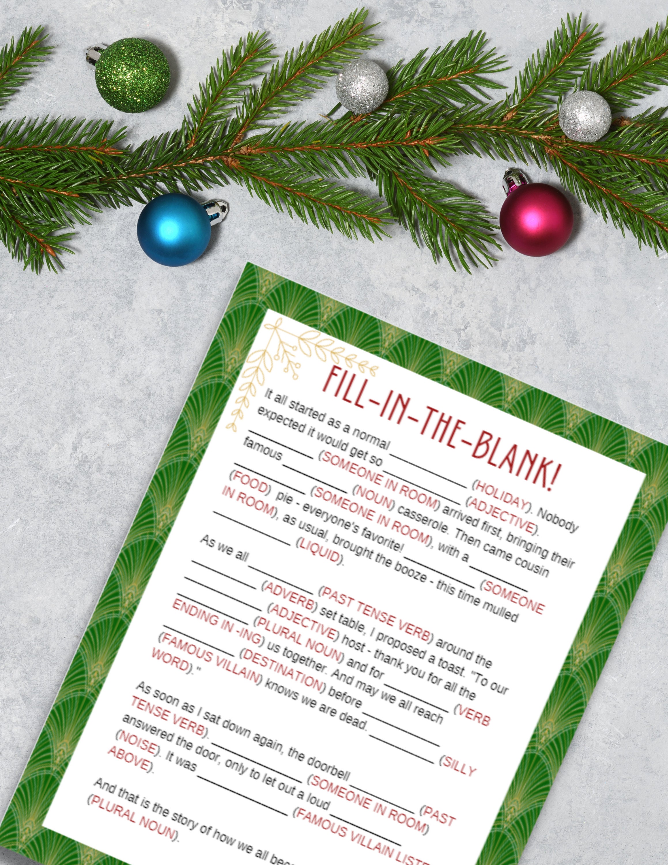 Roaring 20s Mad-libs Style Fill-in-the-blank Game for Gatsby Holiday ...