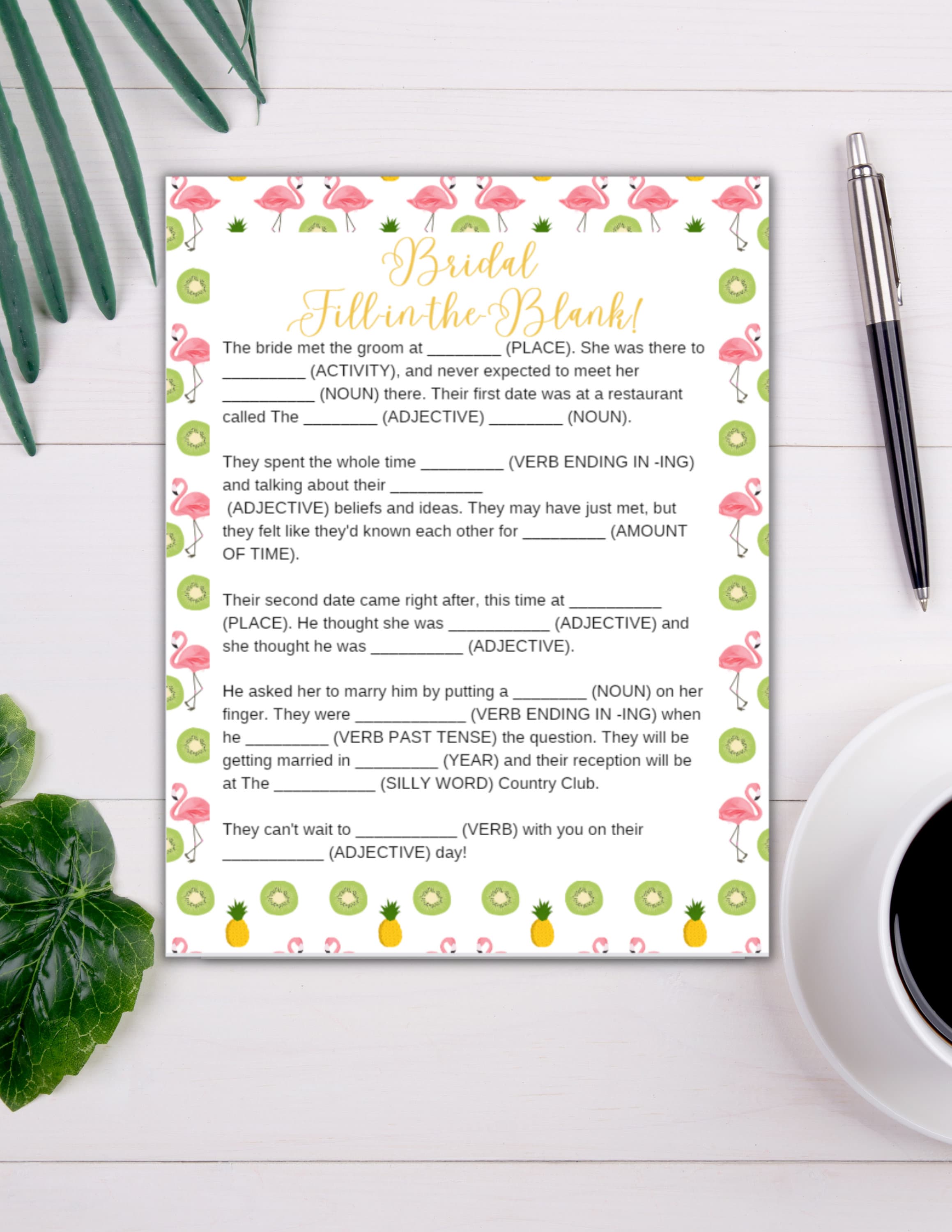 Tropical Mad Libs Style Fill-in-the-blank Game for Bridal Shower - Etsy