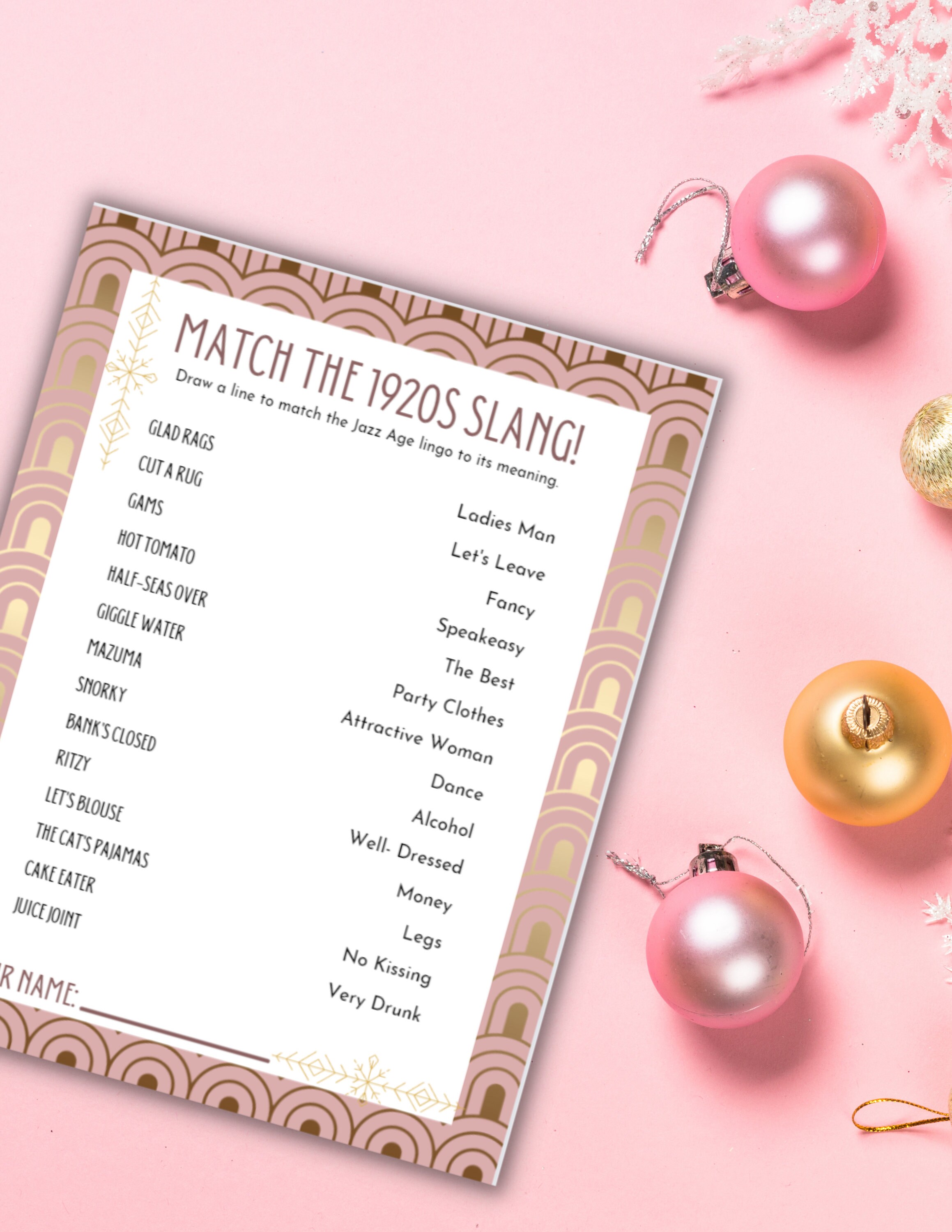 Roaring 20s Match-the-slang Printable for the Gatsby Holiday - Etsy