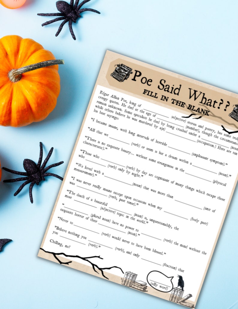 Edgar Allan Poe Quotes Fill-in-the-blank Game - Etsy