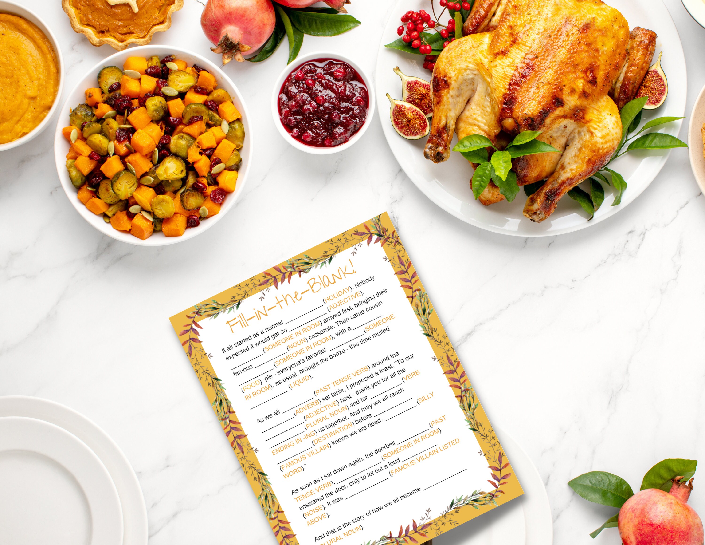 Fill-in-the-blank Game for Thanksgiving and Friendsgiving Printable - Etsy