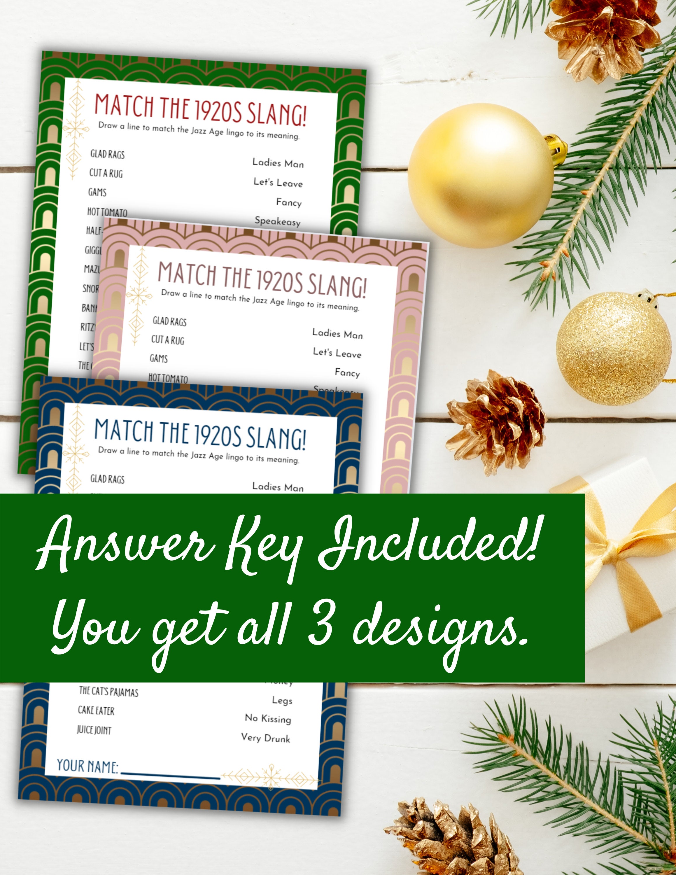 Roaring 20s Match-the-slang Printable for the Gatsby Holiday - Etsy